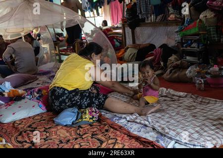 Meitei community man stays in a makeshift shelter after a mob burn ...