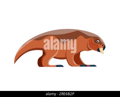Cartoon lystrosaurus dinosaur character. Isolated vector prehistoric ...
