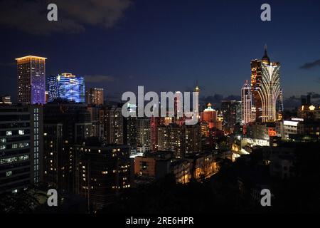 Macau, China. 24th July, 2023. People play at Guia Lighthouse in Macau ...