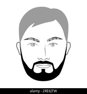 Set of Short Boxed Beard and mustache, name text style men face illustration Facial hair. Vector ...