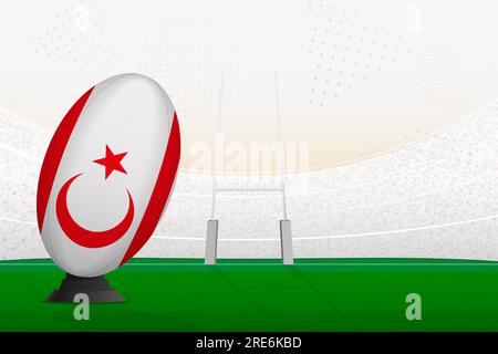 Cyprus national team rugby ball on rugby stadium and goal posts ...