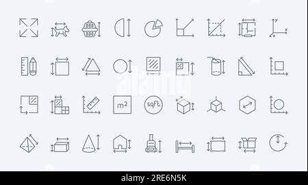Dimension line icons. Square meter, Area size and Floor plan set ...