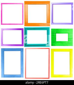 Collage with bright rectangular frames on white background Stock Photo ...