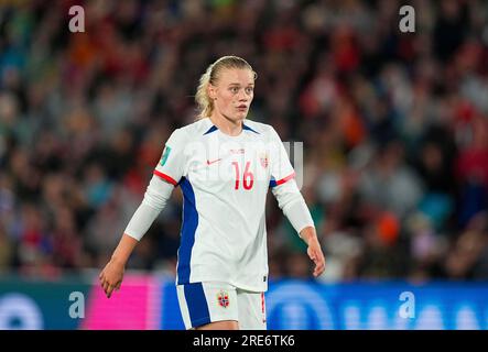 July 25 2023: Mathilde Harviken (Norway) looks on during a Group A ...