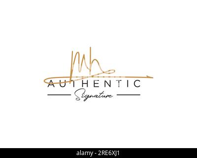 M H MH Initial letter handwriting and signature logo. A concept ...
