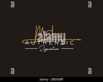 MD Initial letter handwriting and signature logo. A concept handwriting ...