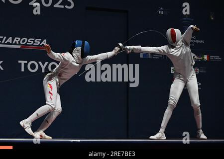Marie-Florence Candassamy of France (L) fights against Alberta ...