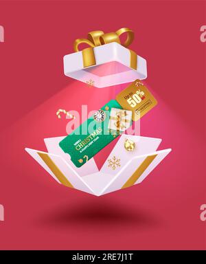 Christmas gift voucher vector design. Christmas gift voucher coupon ...