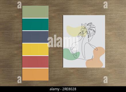 Paint cards with poster design, catalogue, paint colors Stock Photo - Alamy