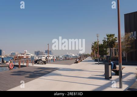 The modern Al Seef waterfront promenade along the Dubai Creek, Dubai ...