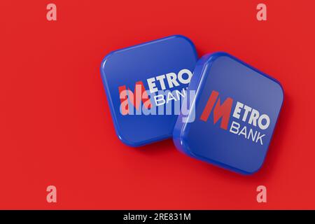 LONDON, UK - July 2023: Metro bank company logo. 3D Rendering Stock ...