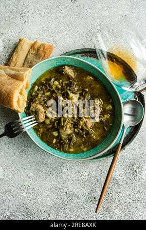 Traditional Georgian seasonal dish Chakapuli served in the bowl Stock ...