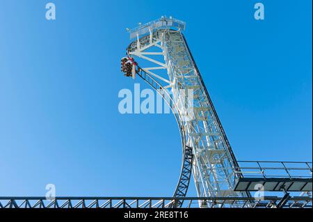 Takabisha - Steepest Roller Coaster. Background with beautiful blue sky ...