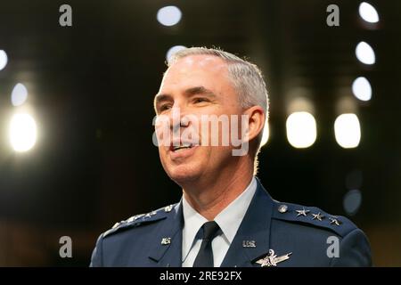 Lt. Gen. Stephen N. Whiting, Space Operations Command commander, greets ...