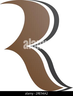 Brown and Black Wavy Shaped Letter N Icon on a White Background Stock ...