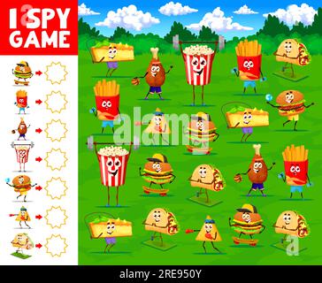 I spy game worksheet. Fast food characters. Object finding puzzle ...