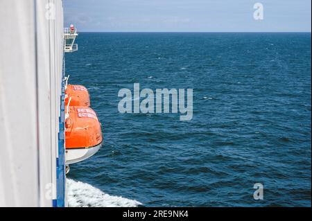 lifeboats onboard cross channel ferry Stock Photo - Alamy