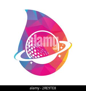 Planet golf and drop shape vector logo design. Golf ball and planet ...