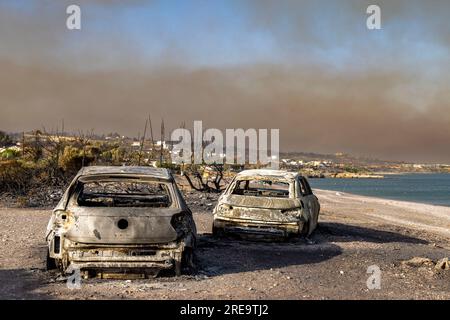 Kiotari, Greece. 26th July, 2023. In the village of Kiotari, the fire ...