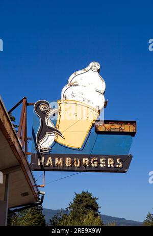 Classic roadside food sign near Coos Bay, OR Stock Photo - Alamy
