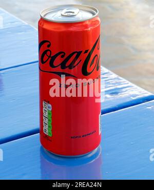 Can of Greek Coca Cola Stock Photo - Alamy