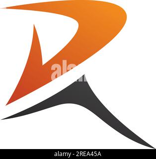 Orange and Black Pointy Tipped Letter M Icon on a White Background ...