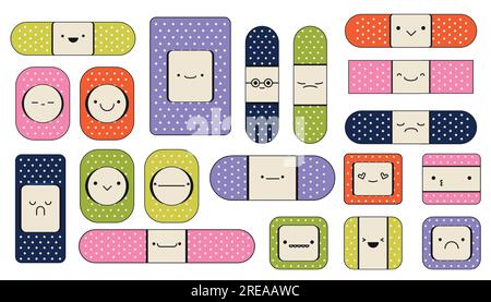 Medical cute illustration of band aid with a heart in outline style ...