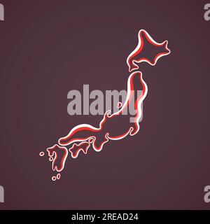 Outline map of Japan marked with ribbon in colors from the flag Stock ...