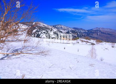 Aspite Line in Hachimantai in spring Stock Photo - Alamy