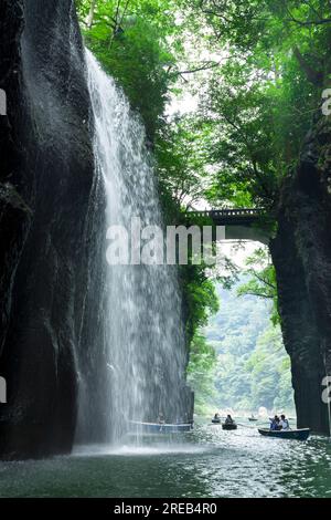 Takachiho Gorge, a river canyon with waterfalls in Takachiho ...