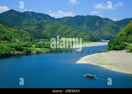 Shimanto River and a houseboat Stock Photo - Alamy