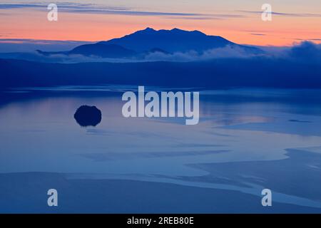 Lake Mashu and Mt. Shari at Dawn Stock Photo - Alamy