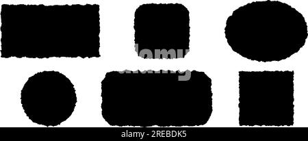 Set of jagged oval frames for collage, photo, picture. Paper borders ...