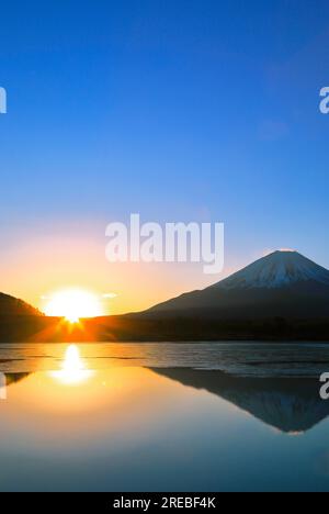 Lake Shojin at sunrise and Mt Stock Photo - Alamy