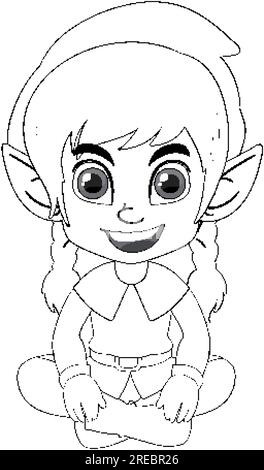 Cute elf cartoon doodle outline illustration Stock Vector Image & Art ...
