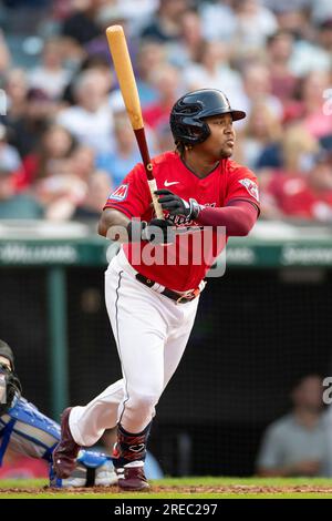 Cleveland Guardians third basemen Jose Ramirez (11) in a defensive ...