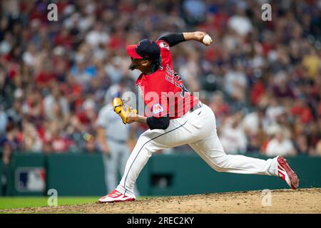 Cleveland Guardians relief pitcher Emmanuel Clase (48) in the 10th ...