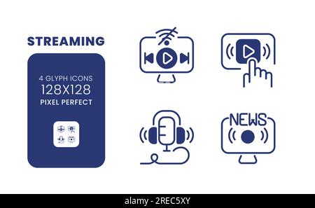 Streaming black solid desktop icons pack Stock Vector Image & Art - Alamy