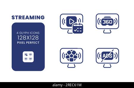 Streaming black solid desktop icons pack Stock Vector Image & Art - Alamy