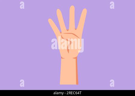 Cartoon flat style drawing of four palm hands make square frame shape ...