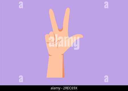 Cartoon flat style drawing counting hand sign from number three. Number ...