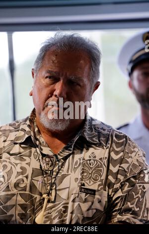 French Polynesia's President Moetai Brotherson arrives for the U.S ...