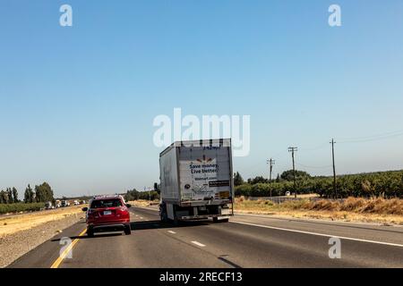 A Walmart truck in Interstate 5 near Santa Nella California USA Stock ...