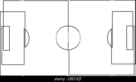 Soccer court floor continuous single line drawing. Football field drawn ...