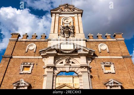 The internal facade of Porta Pia a gate in the Aurelian Walls of Rome ...