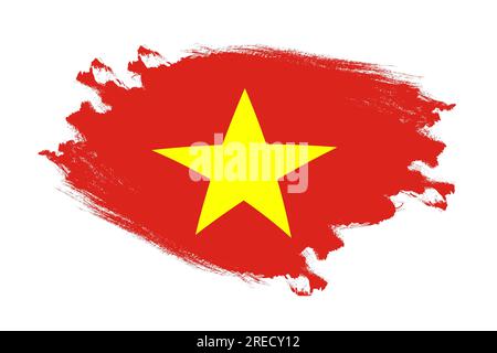 Vietnam flag on abstract stroke brush background Stock Photo - Alamy