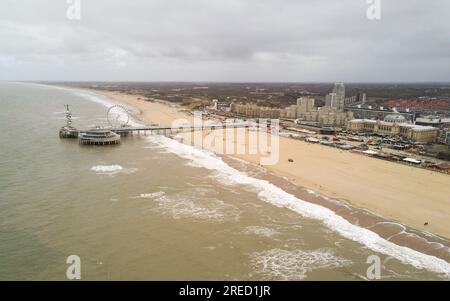 Aerial images of the pier of Scheveningen with The Hague in the ...