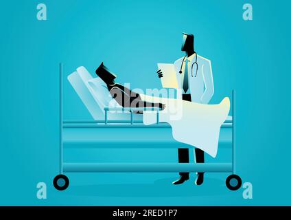 Medical vector illustration of a doctor visiting his patient Stock ...