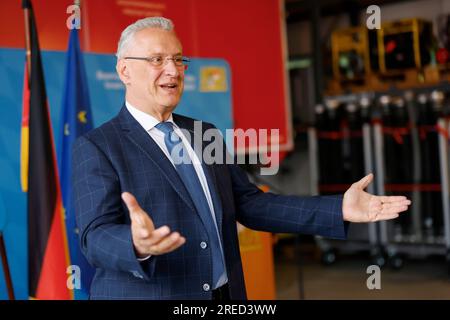 Nuremberg, Germany. 27th July, 2023. Interior Minister Joachim Herrmann (CSU) speaks at the ...