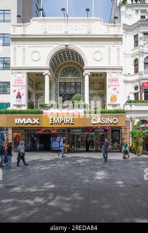 Exterior facade of IMAX Empire cinema and casino on Leicester Square ...